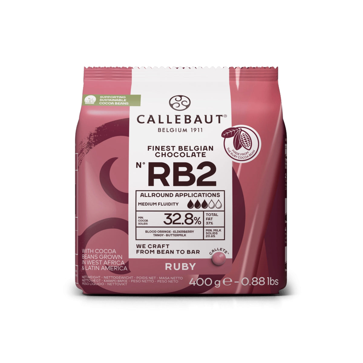 Callebaut Ruby Chocolate RB2 – 400g | 10kg – Baking Chocolate Co